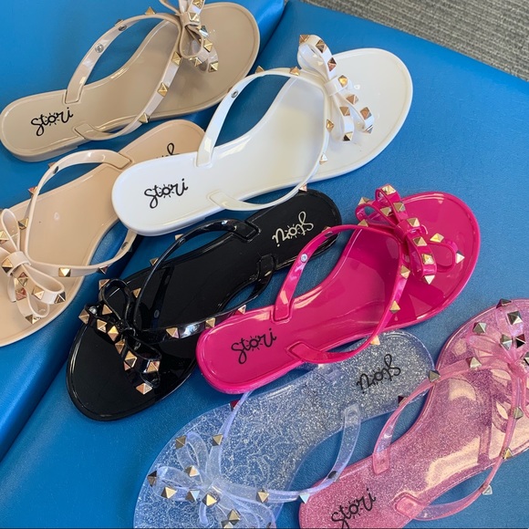 Shoes | Fuchsia Jelly Studded Sandal | Poshmark